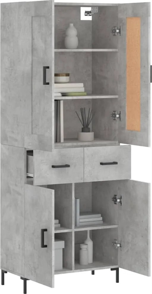 Skříň highboard betonově šedá 69,5x34x180 cm kompozitní dřevo 3199877