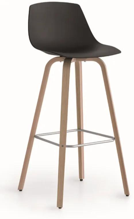 LAPALMA - Vysoká dřevěná barová židle MIUNN S105 H. 75