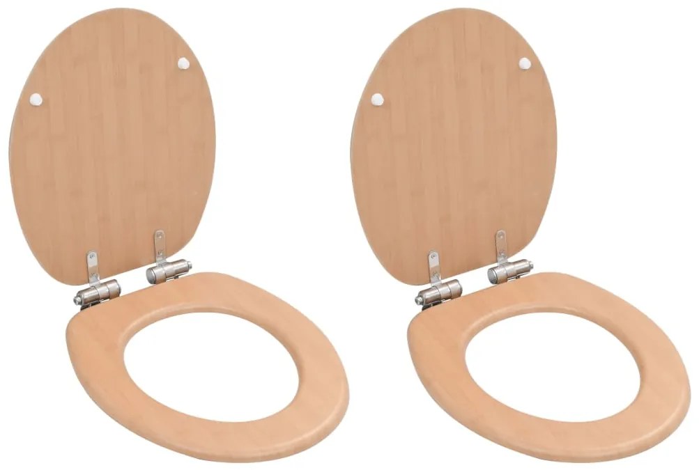 WC sedátko s funkcí pomalého sklápění 2 ks MDF motiv bambusu 276994