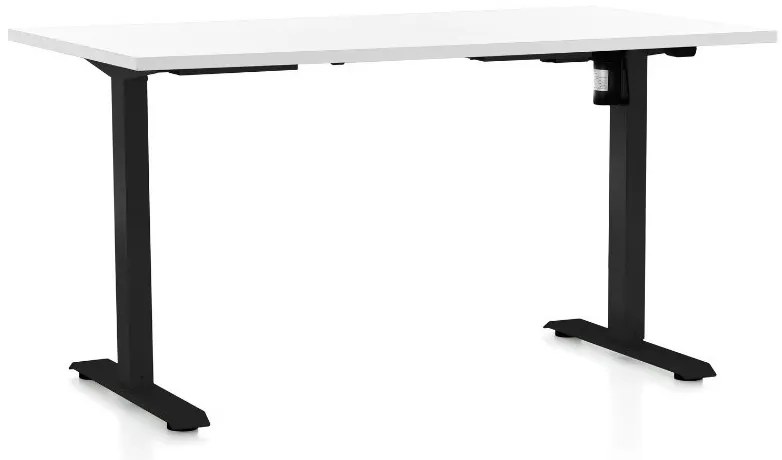 Výškově nastavitelný stůl OfficeTech A, 140 x 80 cm - černá podnož Barva: Dub