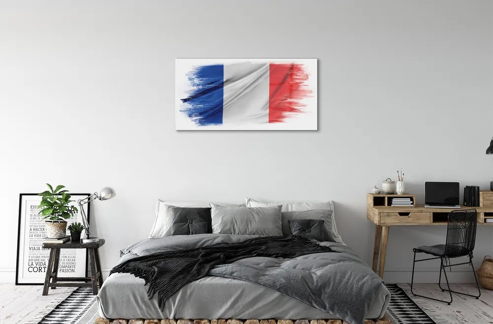 Obraz na skle vlajka Francie 125x50 cm