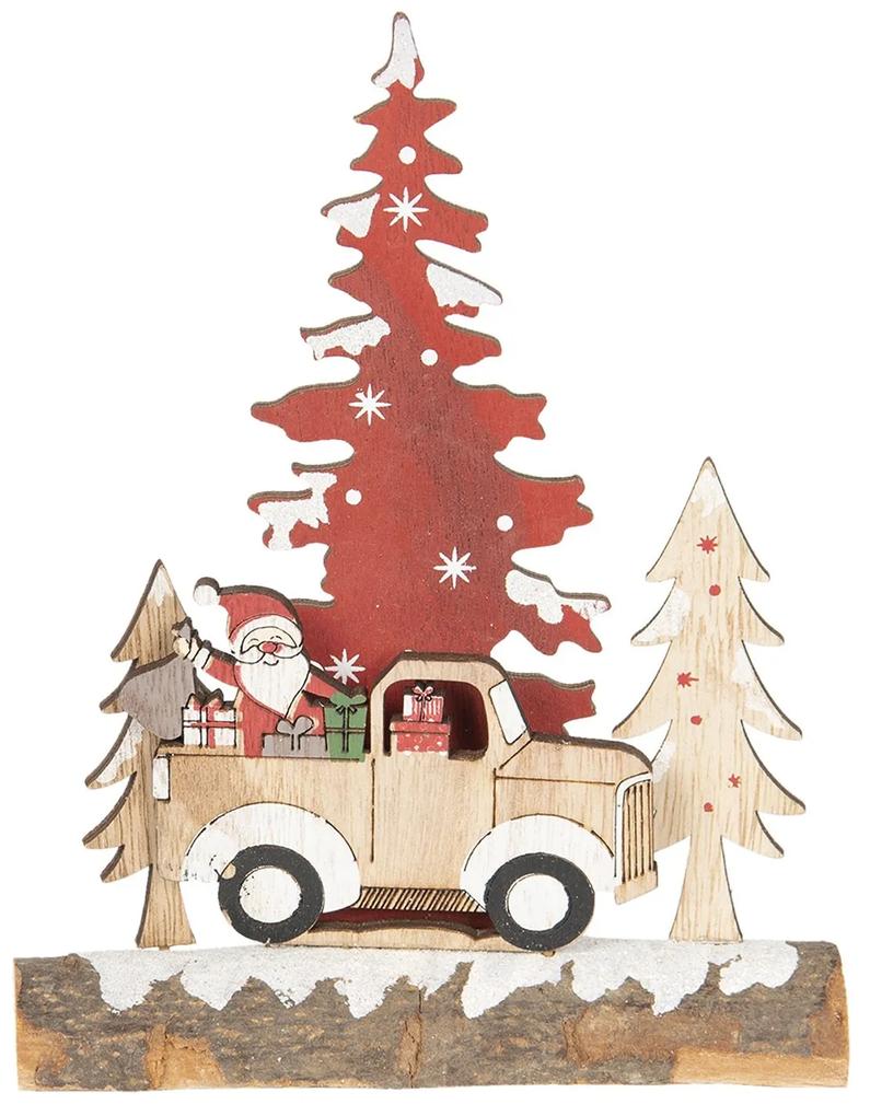 Dřevěná vánoční dekorace se Santou - 6*5*20 cm