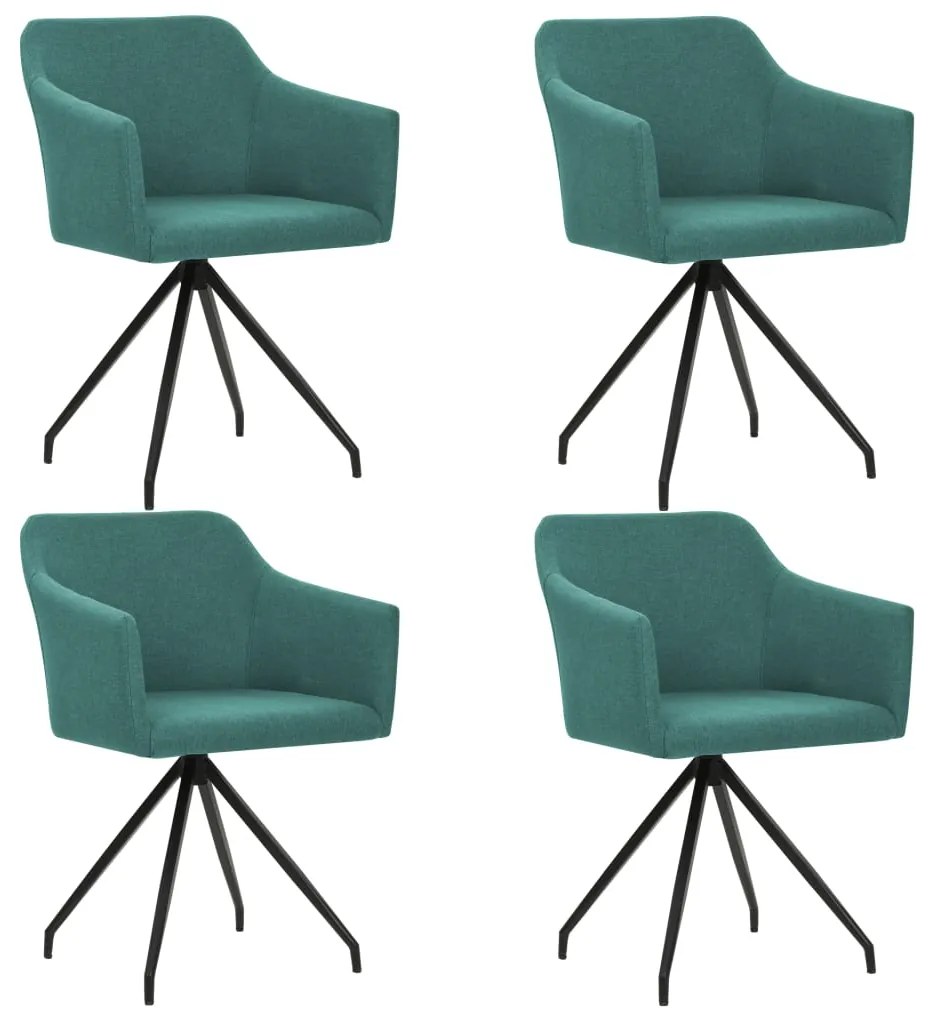 276055 vidaXL Otočné jídelní židle 4 ks zelené textil