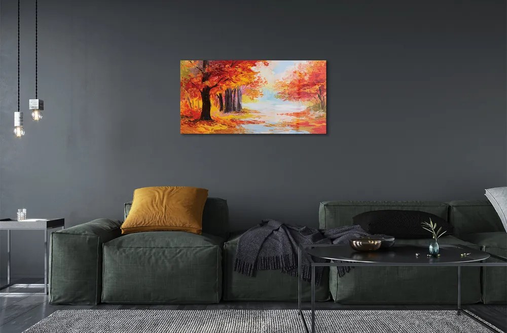 Obraz na skle Podzimní listí stromu 100x50 cm