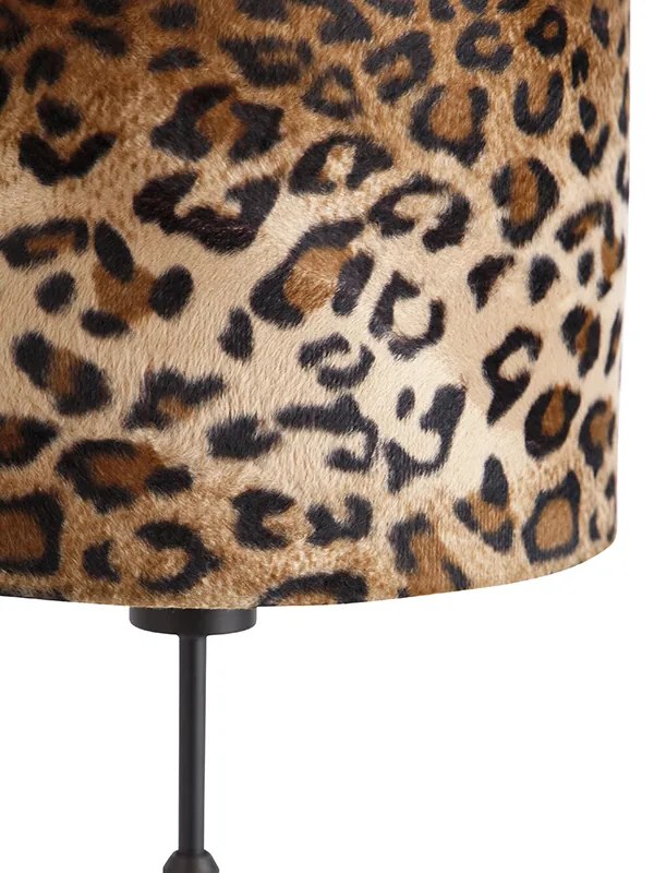 Stolní lampa černý sametový odstín leopardí design 25 cm - Parte