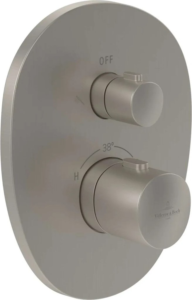 Villeroy & Boch Antao - Termostatická baterie pod omítku, pro 2 spotřebiče, s tělesem, matný kartáčovaný nikl TVS11100300064