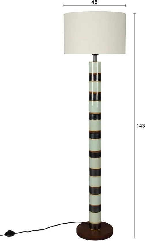 Tmavě hnědá/šalvějově zelená stojací lampa s textilním stínidlem (výška 143 cm) Vertigo – Dutchbone