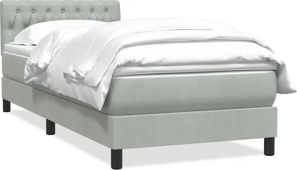 Box spring postel s matrací světle šedá 90x220 cm samet 3316527