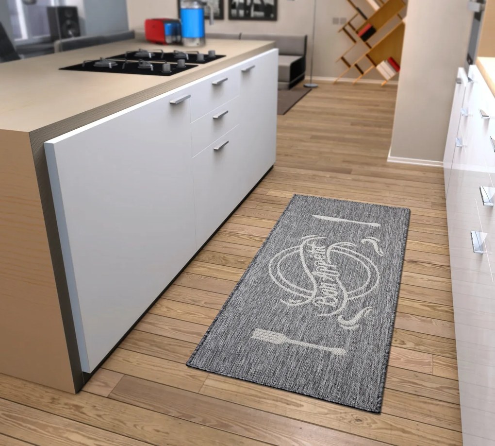 Hanse Home, Běhoun Cucina Bon Appetit 105622 Grey Cream, 92x150, šedá, kuchyně