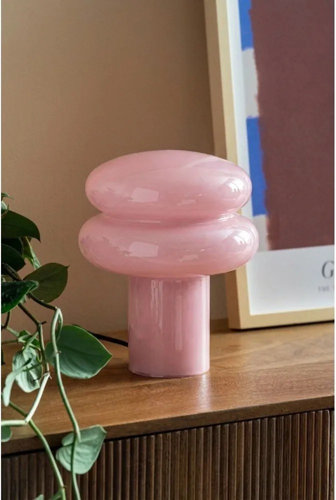 Růžová skleněná stolní lampa (výška 24 cm) Incesante – Leitmotiv