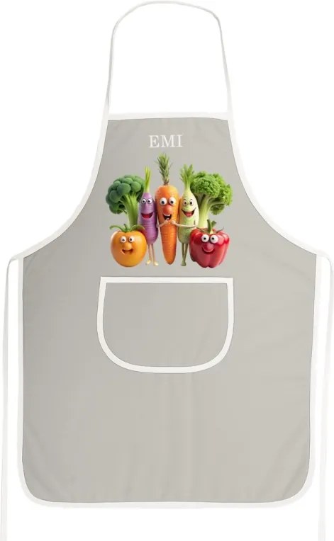 Kuchyňská zástěra Happy Veggie EMI, šedá