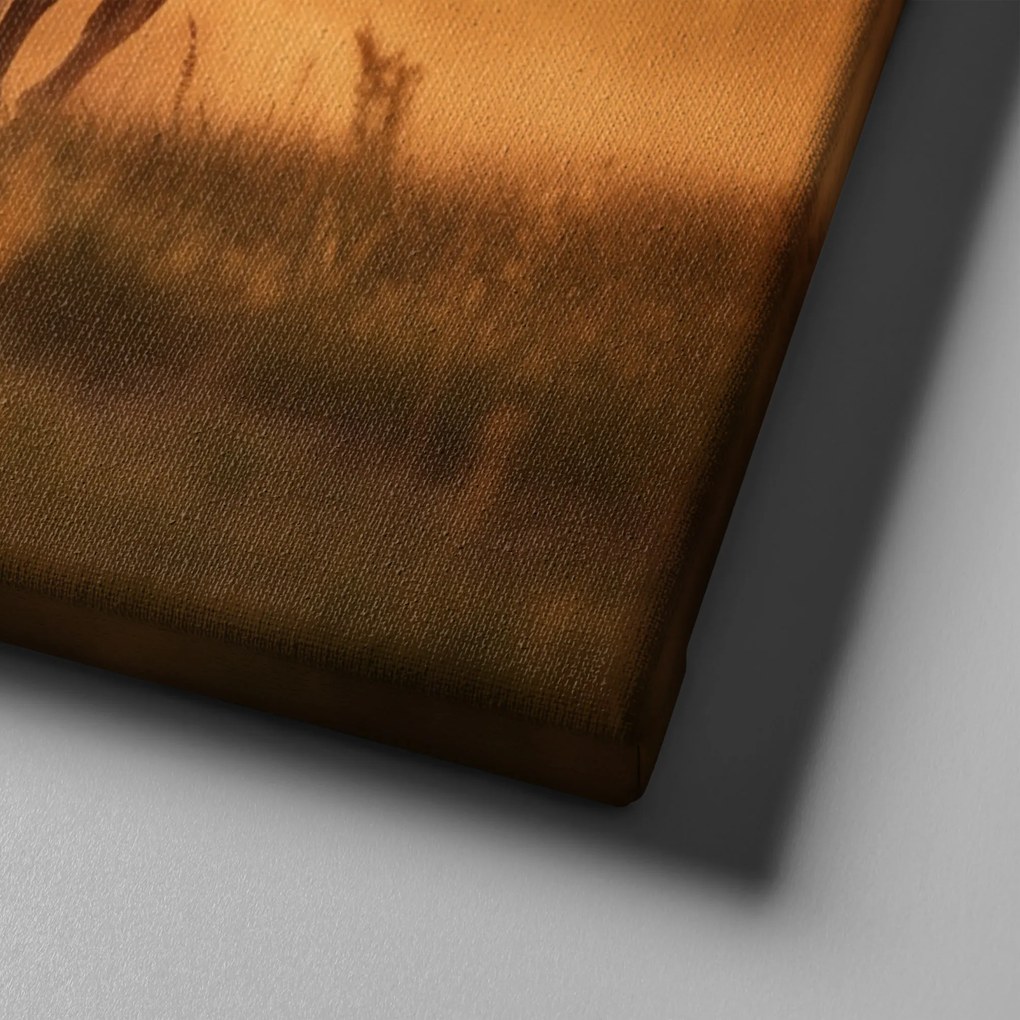 Obraz na plátně - Dva hnědí koně se prohánějí krajinou FeelHappy.cz Velikost obrazu: 180 x 120 cm