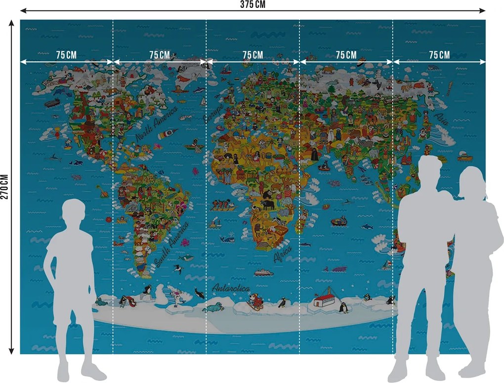 Dětská fototapeta na míru Dětská Mapa Světa | Výroba na míru | DFTNS2441