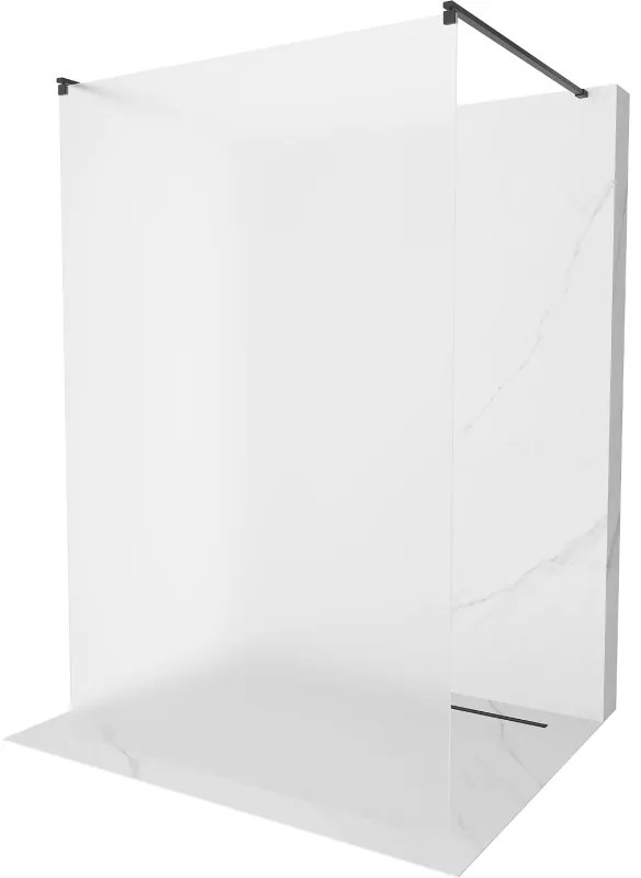 Mexen Kioto, průchozí sprchová zástěna 100 x 200 cm, 8mm sklo námraza, 2x černá stabilizační rozpěra, 800-100-002-70-30