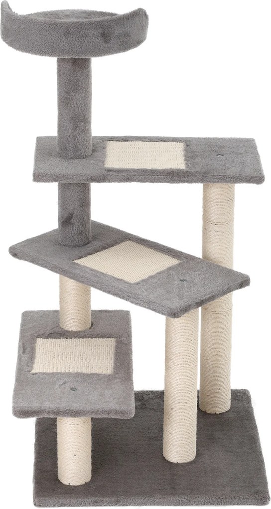 PawHut stabilní kočičí strom, nosnost 15 kg, schody pro kočky, 3 stupně, béžová, šedá, 48,5 x 48,5 x 100 cm