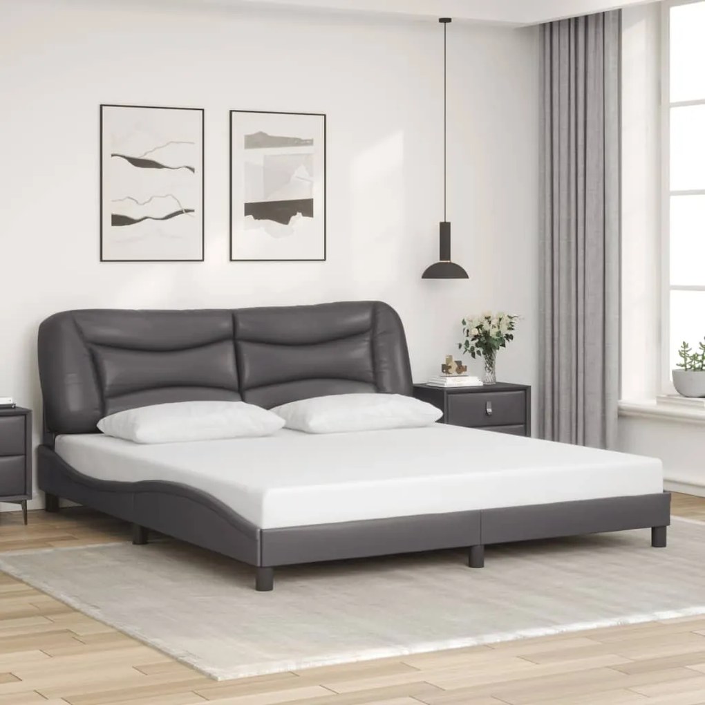 Rám postele s LED bez matrace Hvar šedý 180 x 200 cm 3213951