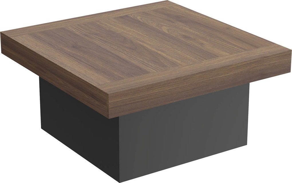 HOMCOM Čtvercový konferenční stolek s 16barevným LED osvětlením, moderní obývací stůl, 90 x 45 cm, ořech