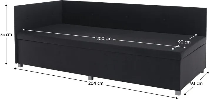 Válenda AURIA UNI 90x200 s úložným prostorem, šedá Trinity 34 Kondela 0000395671