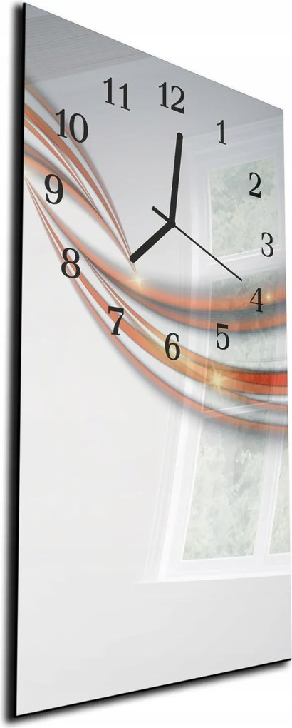 skleněné hodiny na zeď tiché 60x30 cm abstrakce
