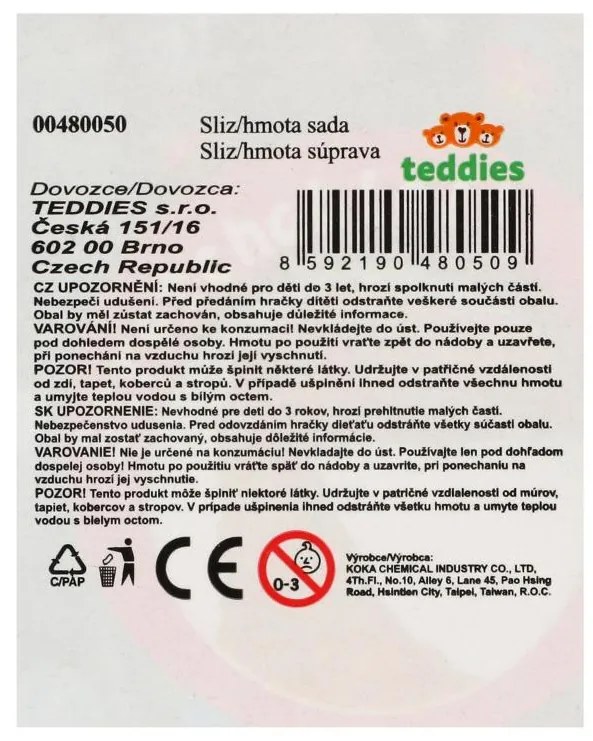 Teddies Sada slizů 6ks s doplňky v krabici 20x20x5cm