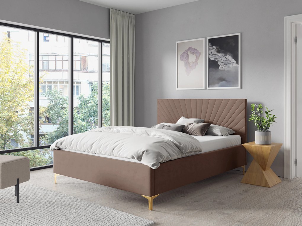 Eka Čalouněná postel AFRODITE+ 160x200 cm Barva látky Trinity: Tmavě růžová (Trinity 2323), Úložný prostor: Bez úložného prostoru