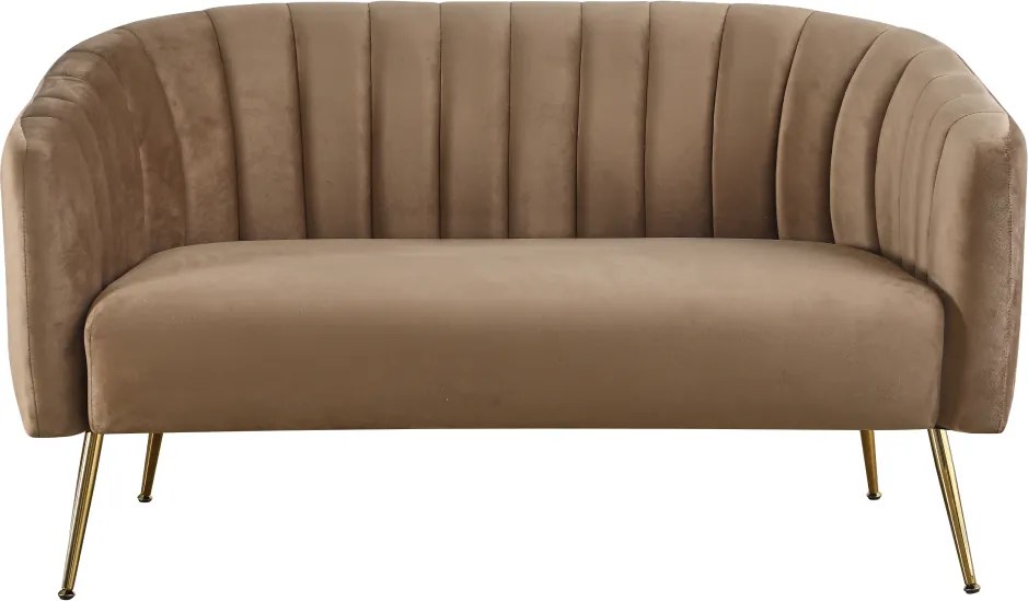 Designový 2-sed, hnědá Velvet látka/gold chrom-zlatý, BAGY