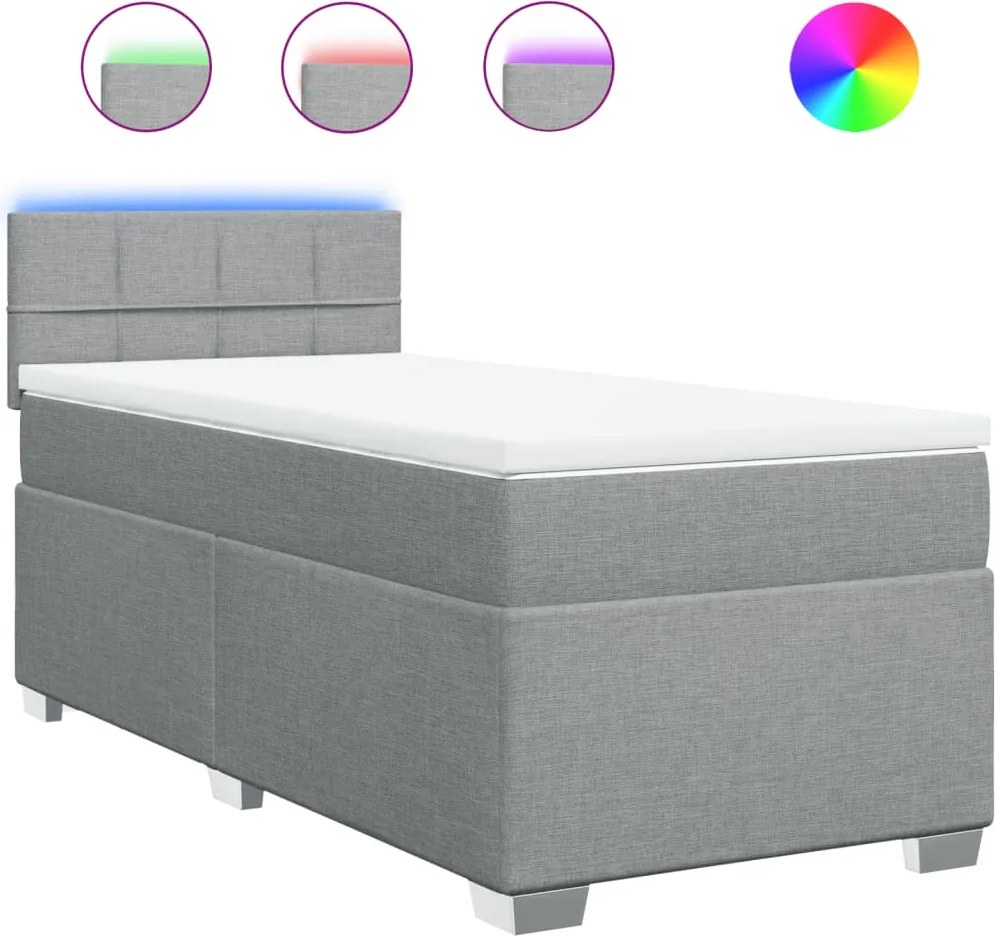 Box spring postel s matrací světle šedá 80 x 200 cm textil 3288015