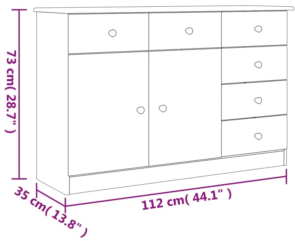 Příborník ALTA 112 x 35 x 73 cm masivní borové dřevo - Default Title