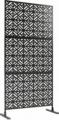 Outsunny Dekorativní zástěnový panel pro venkovní použití, claustra dekorativní zahrada 3 panely s geometrickým vzorem, ocel 92x40x192 cm, černá
