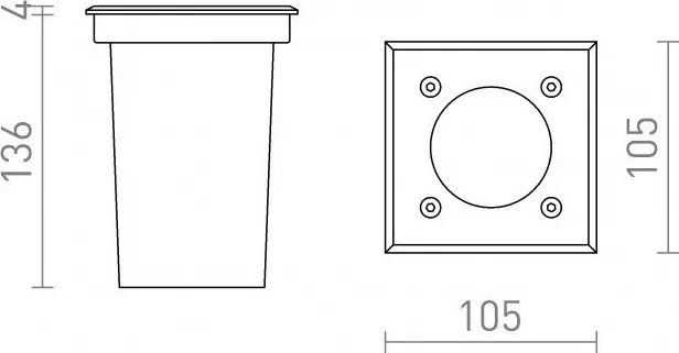 RED R13439 ORBU SQ 10 zápustná nerezová ocel 230V LED GU10 15W IP67 - RED - DESIGN RENDL