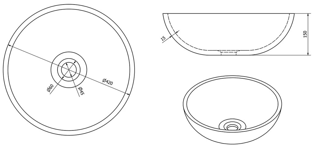 Sapho PRIORI keramické umyvadlo na desku, Ø 42 cm, zelená, PI013