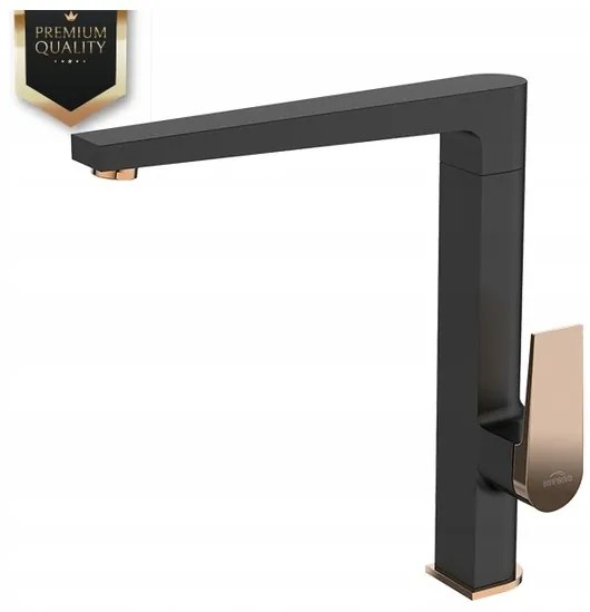 Invena Midnight, stojánková dřezová baterie, černá-růžové zlato, BZ-35-014-V
