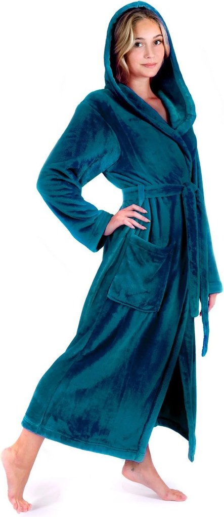 Unisex Petrolejový župan s kapucí Siena - 31 56 6430 nadměrné velikosti - 3XL