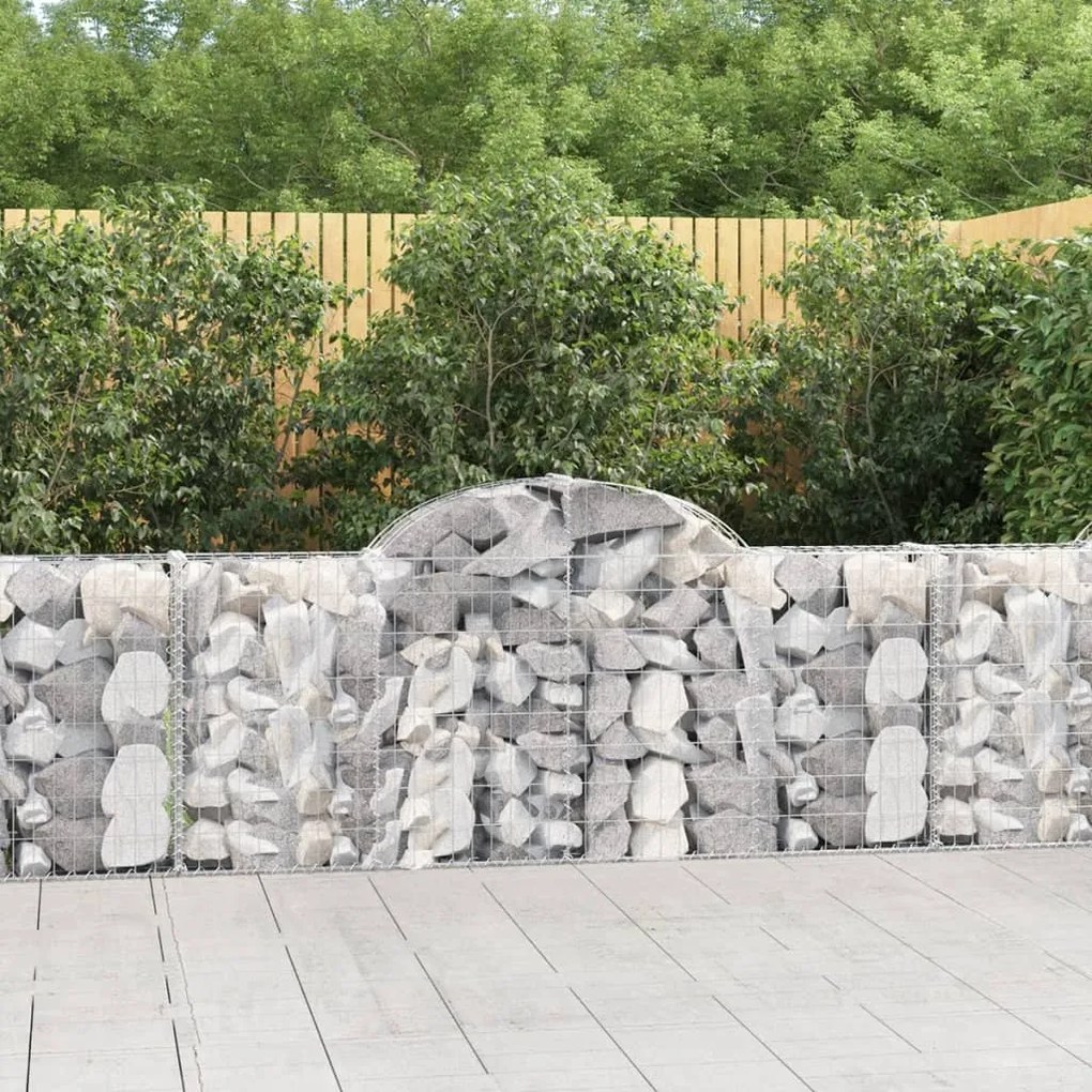 Klenuté gabionové koše 6 ks 200x30x80/100 cm pozinkované železo 3146093