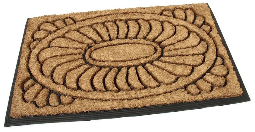 Kokosová čisticí rohož Flower Deco 45 x 75 x 2,2 cm, hnědá
