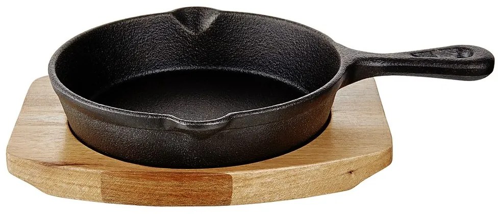 HOT IRON Servírovací pánev s rukojetí a dřevěným podnosem