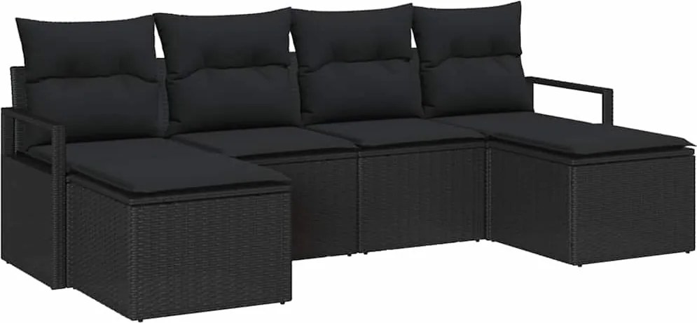 Set pohovek 6 ks Černá polyratan 3355162