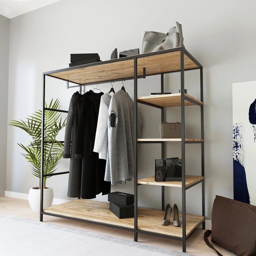 Kalune design Otevřená šatní skříň AMBERG 180x180 cm