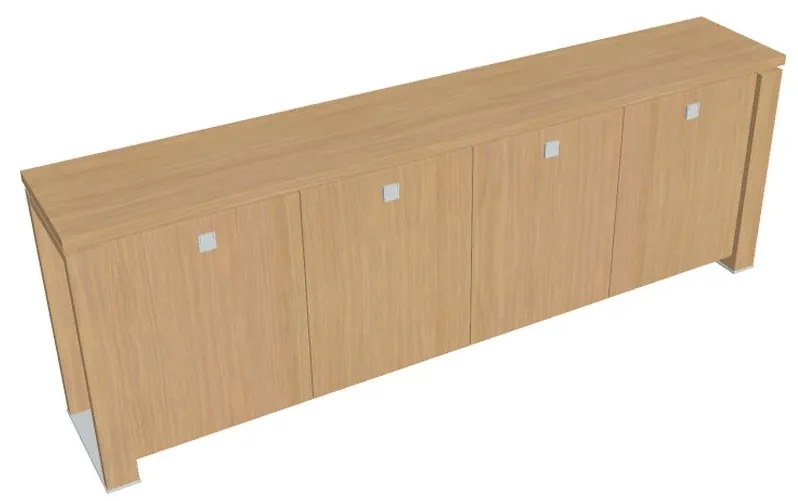Nízká skříň Verno+ S 260 x 46 x 90 cm , dub světlý / oranžová