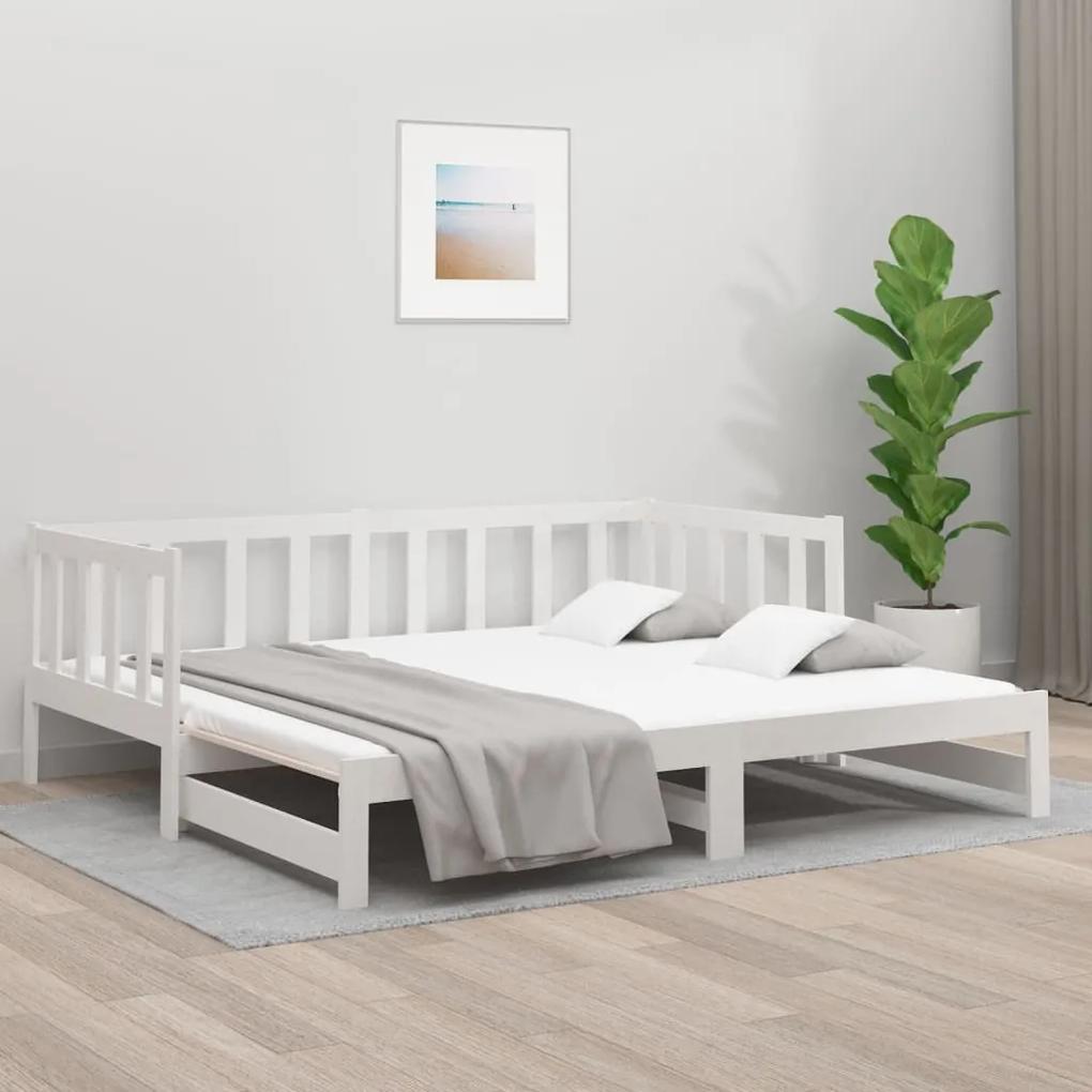 Výsuvná postel bílá 2x (90 x 190) cm masivní borovice,  814665