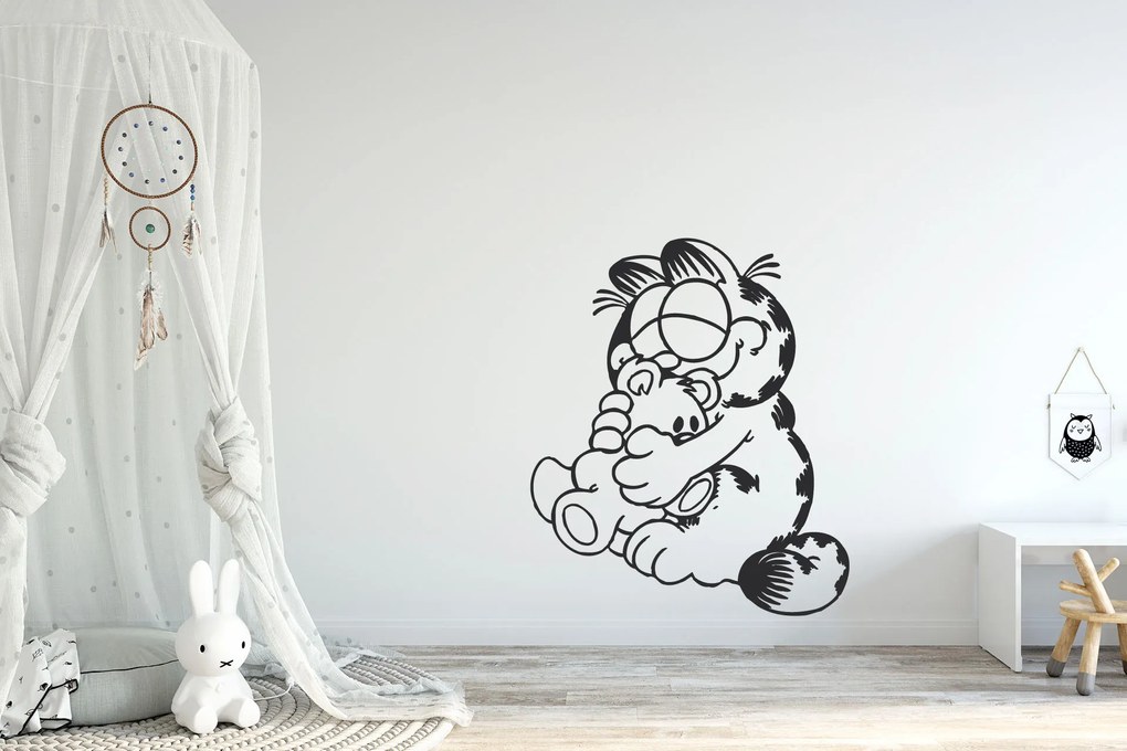 Lepy.cz Samolepka na zeď Kocour Garfield Velikost (šířka x výška): 75x88cm, Barevná varianta: Karafiátová růžová