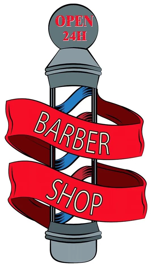 Nástěnná kovová cedule Barber Shop - 33*1*60 cm