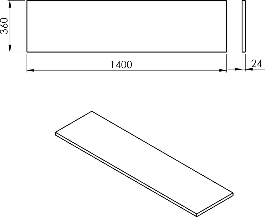 Sapho PLATO deska Rockstone 1400 x 24 x 360 mm bílá mat PL146-0101