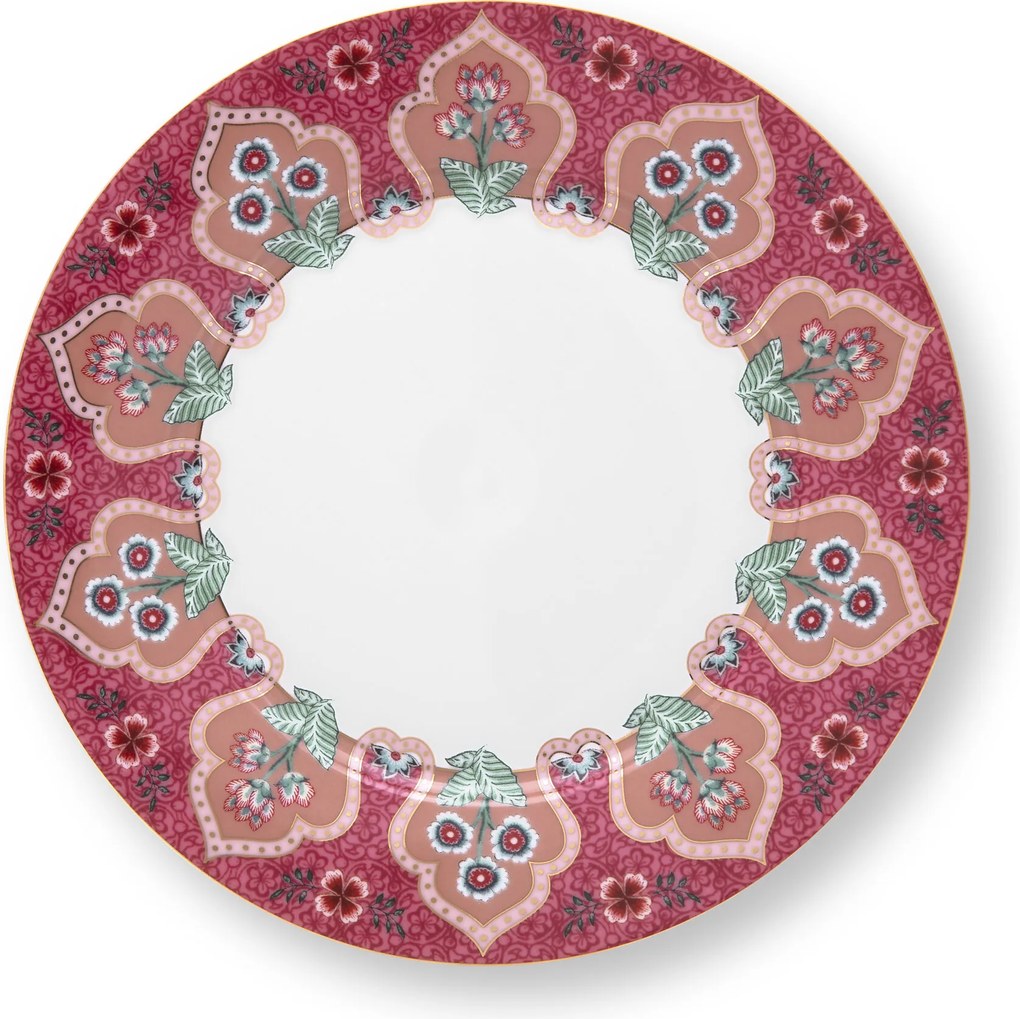 Pip Studio Flower Festival Oriental sada 4 kusů talířů Ø21cm, růžová (Luxusní dárkové balení 4 kusů talířů)