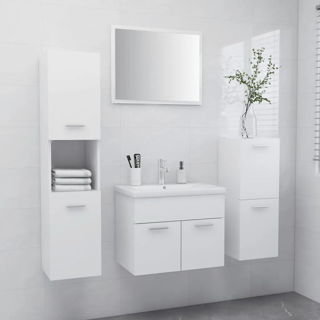 Set koupelnového nábytku bílý kompozitní dřevo 3071090