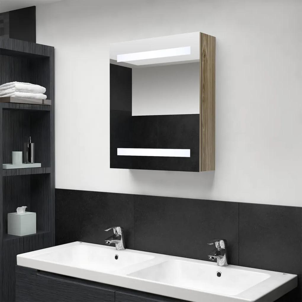 vidaXL LED koupelnová skříňka se zrcadlem dub 50 x 14 x 60 cm