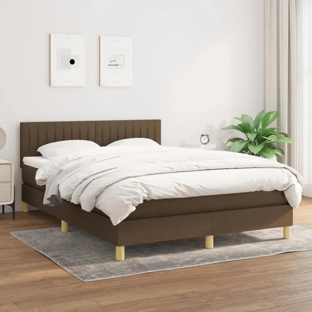 Box spring postel s matrací tmavě hnědá 140x190 cm textil,  3140772