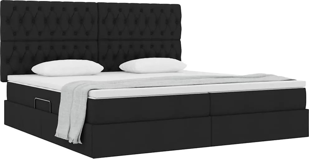 Postel s úložným prostorem a matrací Černá 200 x 200 cm textil 3371867