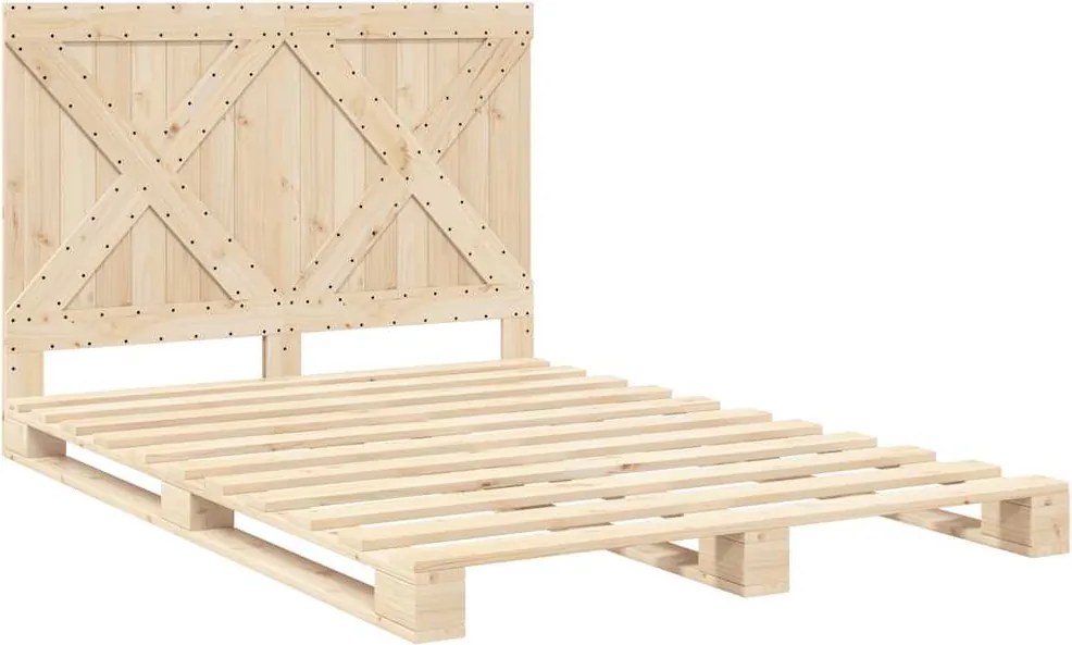 Rám postele s čelem bílý 140 x 200 cm masivní borové dřevo 3281570