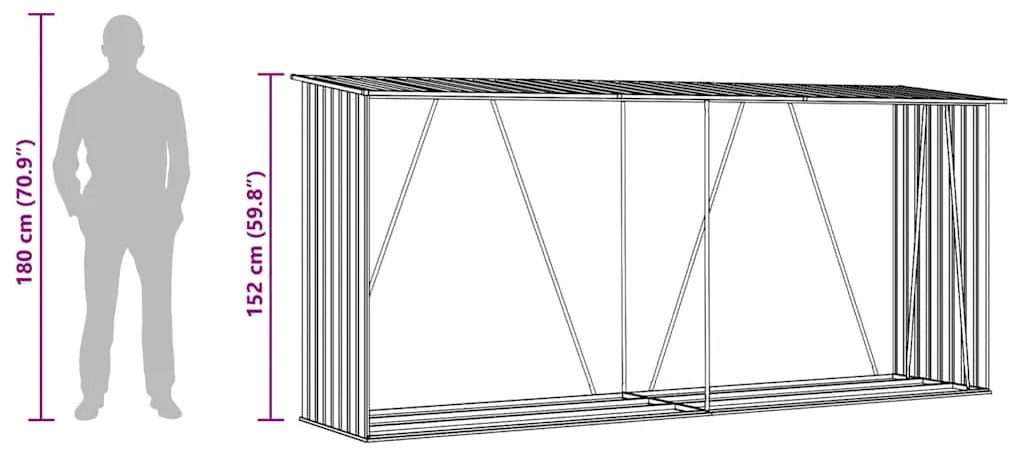 vidaXL Marketos Zahradní kůlna na dříví pozinkovaná ocel 330x84x152 cm antracit